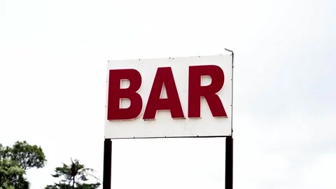 bar signboard, RED BAR sign board. | Stock Video | Pond5