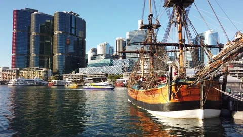 Barangaroo - Tall Ship | Stock Video | Pond5