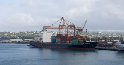 Barbados Caribbean container cargo ships... | Stock Video | Pond5
