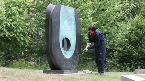 Barbara Hepworth sculpture restored at L... | Stock Video | Pond5