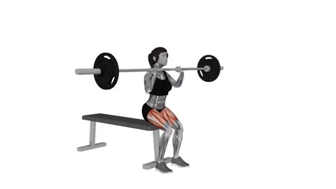 barbell front bench squat female 1 fitne... | Stock Video | Pond5