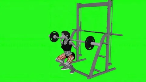 barbell full squat(with rack) female fit... | Stock Video | Pond5