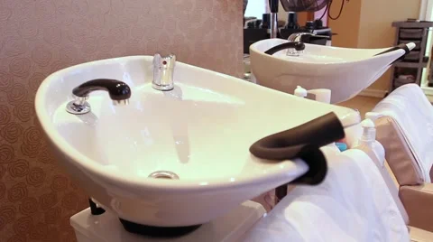 Barber sink for washing the hair | Stock Video | Pond5