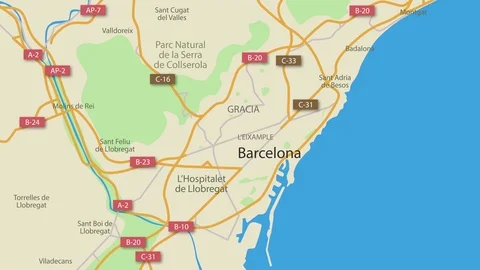 Barcelona - Spain - Map Animation 4K | Stock Video | Pond5