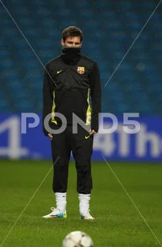 Barcelona's Lionel Messi During Training At Man City's Stadium ...
