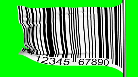 barcode on a flag 3d animation on green ... | Stock Video | Pond5