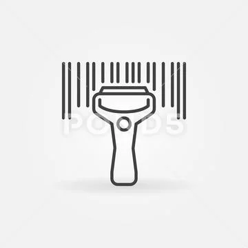 Barcode scanning linear icon. Vector bar code scanner symbol in ...