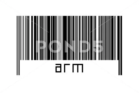 Barcode on white background with inscription arm below. Concept of ...