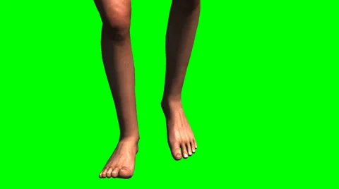 Bare feet tip toe on a green screen | Stock Video | Pond5