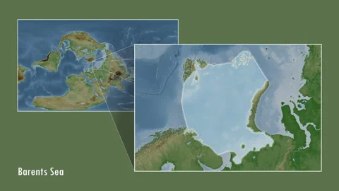 Barents Sea. Pale map. Patterson Cylindr... | Stock Video | Pond5