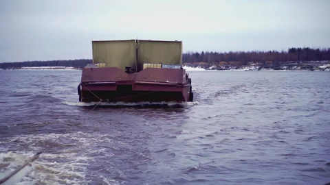 The barge pulls the cargo in the frame. ... | Stock Video | Pond5