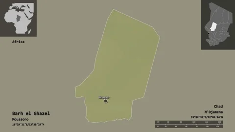 Barh el Ghazel location. Chad. Relief ma... | Stock Video | Pond5
