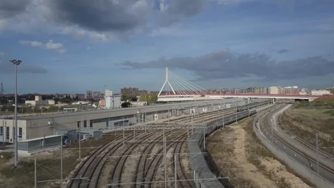 Bari, suspension bridge of the North-Sou... | Stock Video | Pond5