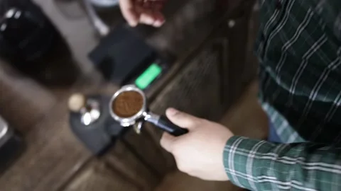 Barista in the process of making coffee ... | Stock Video | Pond5