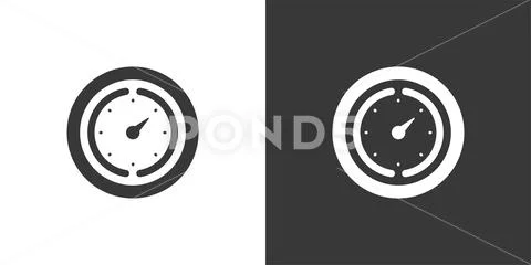 Barometer. Isolated icon on black and white background. Weather vector ...