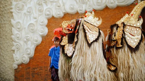 Barong on scene, traditional indonesian ... | Stock Video | Pond5