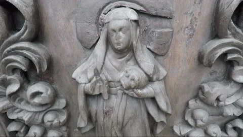 Bas Relief, Carved Wooden Door, Catholic... | Stock Video | Pond5
