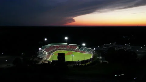 Baseball stadium at night with sunset, a... | Stock Video | Pond5