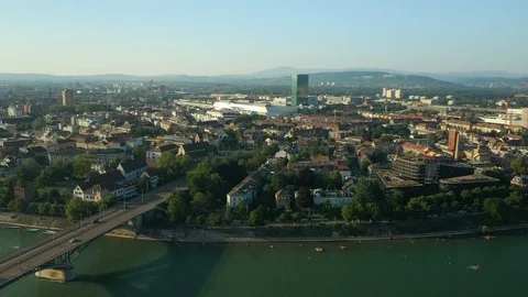 basel city center riverside summer day a... | Stock Video | Pond5