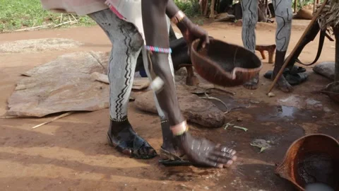 Bashada Tribe Man Making Body Painting, ... | Stock Video | Pond5