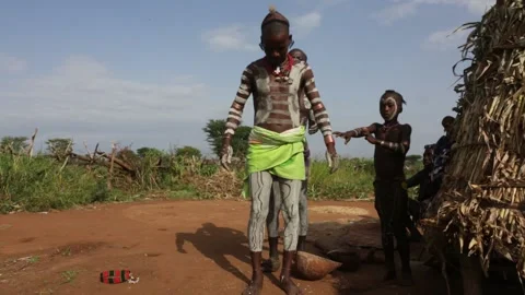 Bashada Tribe Man Making Body Painting, ... | Stock Video | Pond5