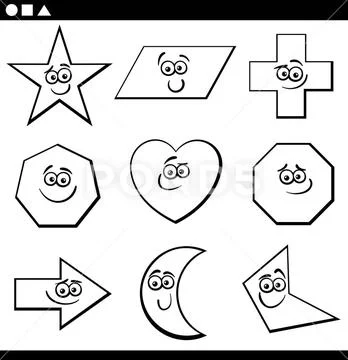 Basic Geometric Shapes colorng page Black and White Cartoon ...