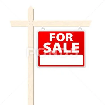 Basic house for sale sign. Vector illustration Illustration #134182460