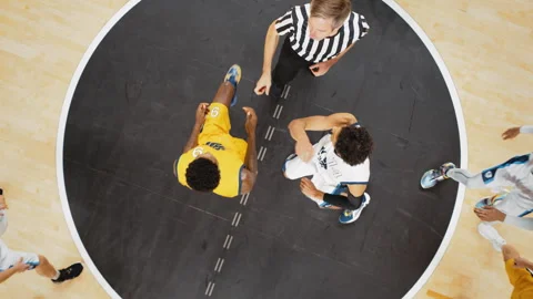 Basketball Jump Ball Top Down Cinematic | Stock Video | Pond5
