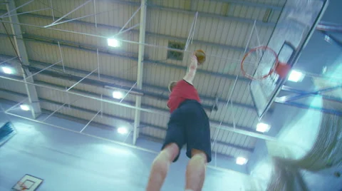 Basketball player slam dunking the ball ... | Stock Video | Pond5
