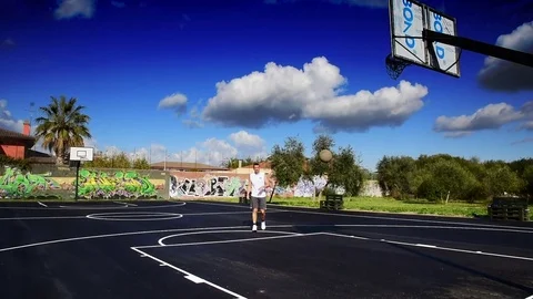 Basketball player working out in playgro... | Stock Video | Pond5