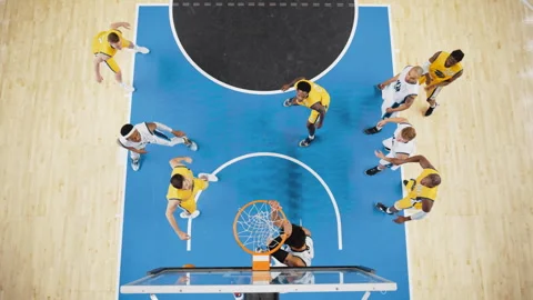 Basketball Slam Dunk Top Down Cinematic | Stock Video | Pond5