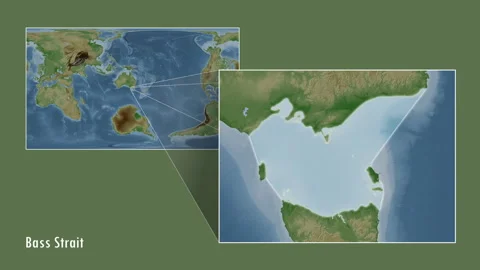 Bass Strait. Pale map. Patterson Cylindr... | Stock Video | Pond5