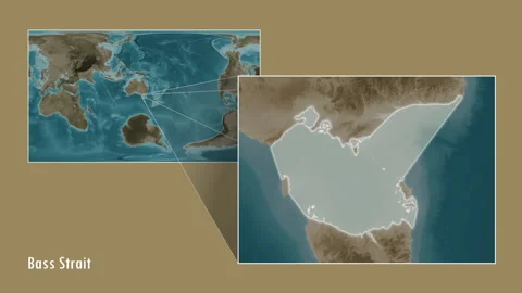 Bass Strait. Sepia map. Patterson Cylind... | Stock Video | Pond5