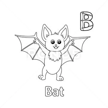 Bat Alphabet ABC Coloring Page B: Graphic #204748501