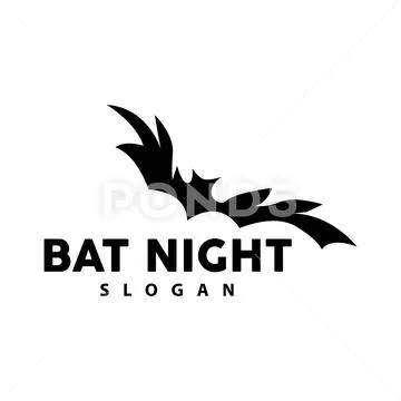 Bat Logo, Hanging Bat Animal Vector, Hallowen Night Animal Icon Design ...