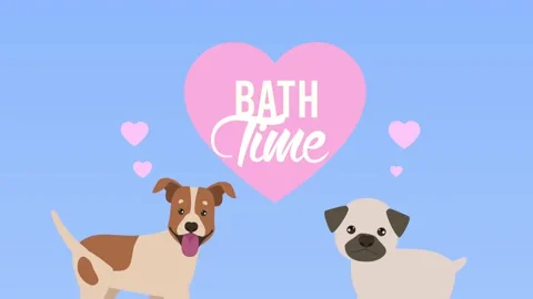 bath time lettering animation with dogs | Stock Video | Pond5