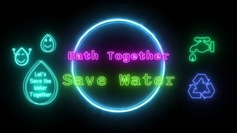 bath together save water Neon pink-green... | Stock Video | Pond5