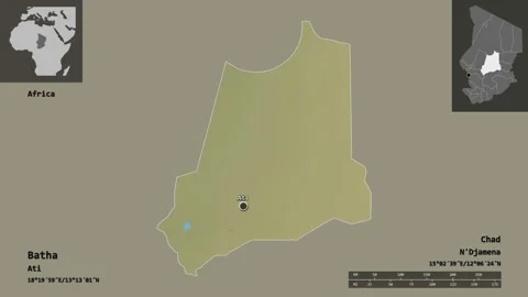 Batha location. Chad. Relief map | Stock Video | Pond5