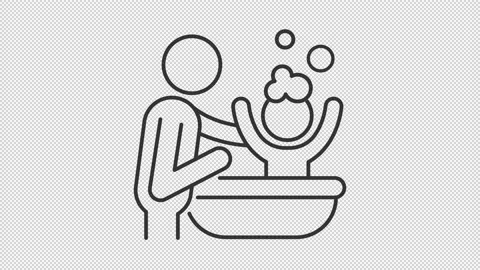 Bathing child linear animation | Stock Video | Pond5
