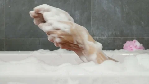 Bathing Young Woman Relaxing in bath was... | Stock Video | Pond5