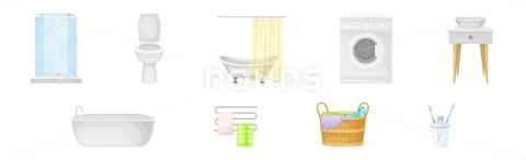 Bathroom Object and Sanitary Ware and Equipment Vector Set ~ Clip Art ...