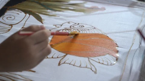 batik painting process with blur backgr... | Stock Video | Pond5