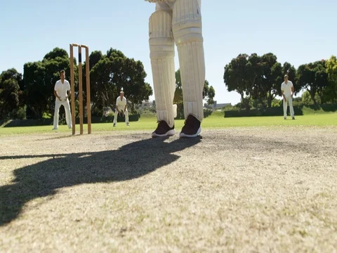 Batsman playing straight drive during cr... | Stock Video | Pond5