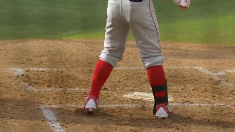 A batter makes a play at a baseball game... | Stock Video | Pond5