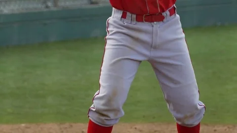 A batter makes a play at a baseball game... | Stock Video | Pond5