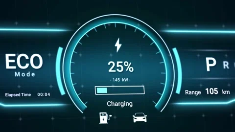 Battery charging status interface on ele... | Stock Video | Pond5