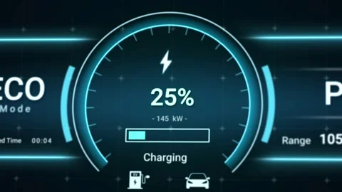 Battery charging status interface on ele... | Stock Video | Pond5