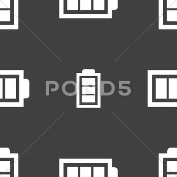 Battery fully charged sign icon. Electricity symbol. Seamless pattern ...