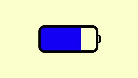 Battery icon blue color animated on beig... | Stock Video | Pond5