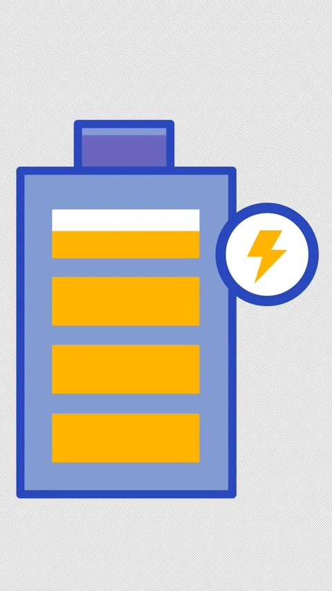 A battery status bar icon and a lightnin... | Stock Video | Pond5